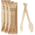 30 Sets Chopsticks and Fork in ONE, 6.3 Inch Disposable Bamboo Spoons ...