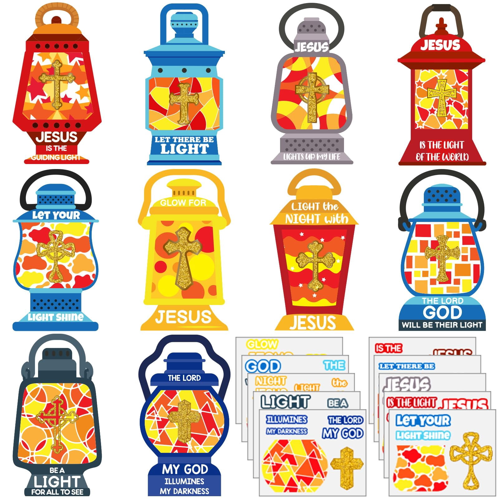 30 Sets Christian Crafts Jesus Is The Lights Stickers Bulk Bible Verse ...