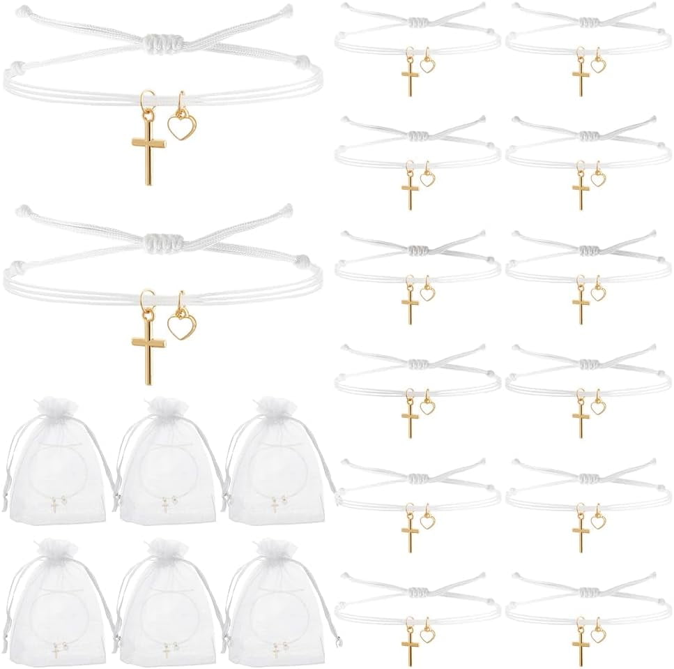 30 Sets Favors Heart Bracelet Nylon Cord Bracelet Bulk with Organza ...