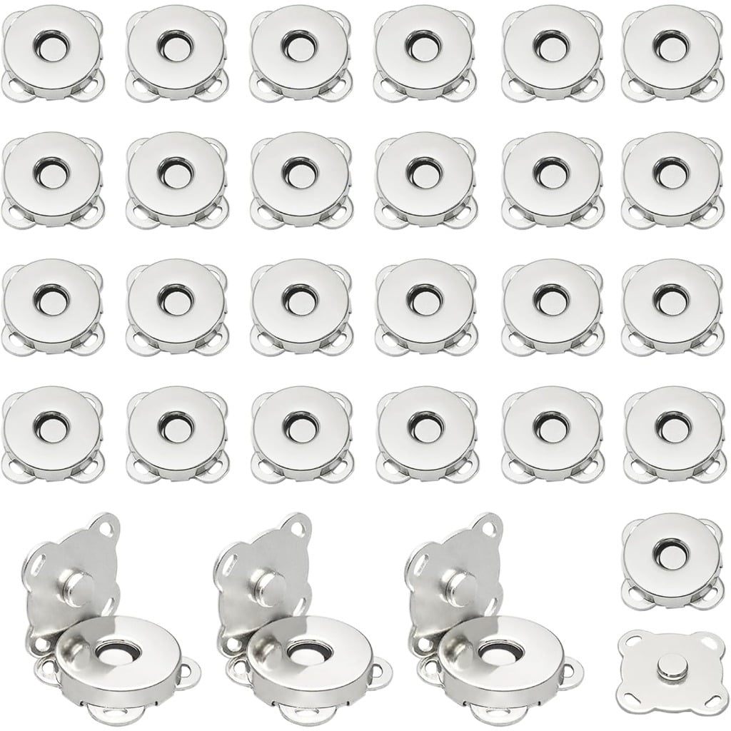 30 Sets Magnetic Snap Buttons,14mm Silver Magnetic Button for Clothes ...