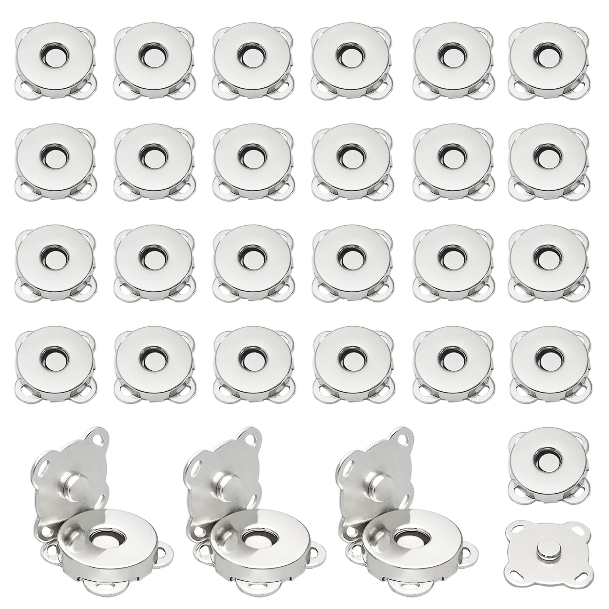 30 Sets Magnetic Snap Buttons,14mm Silver Magnetic Button for Clothes ...