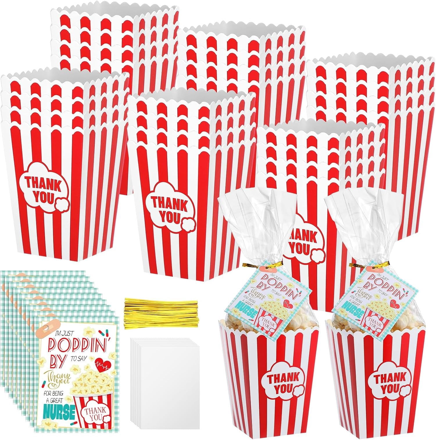 30 Sets Nurse Day Popcorn Boxes Nurse Appreciation Bags with Thank You ...