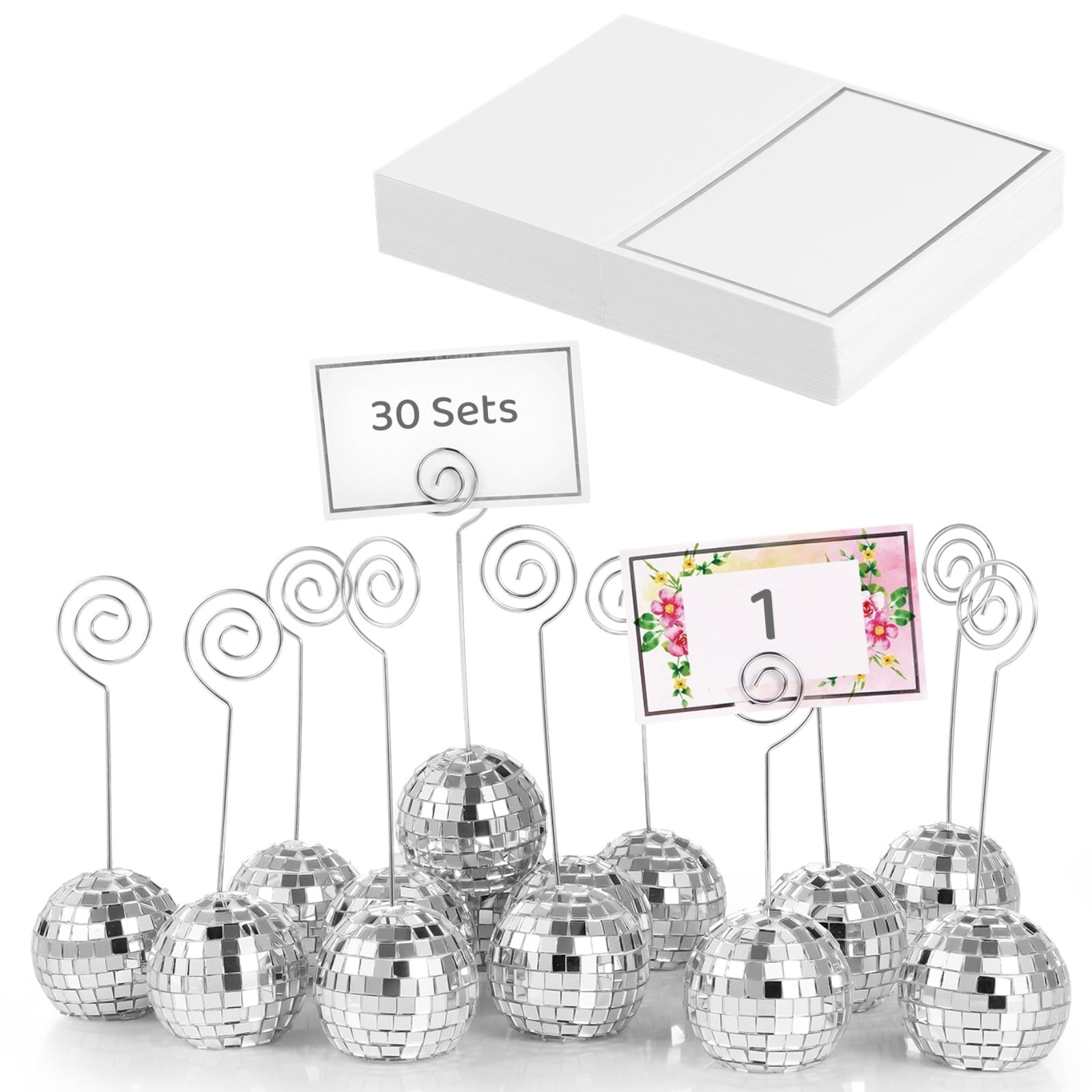 30 Sets Picture Holders, Disco Ball Card Holders with Swirl Wire ...