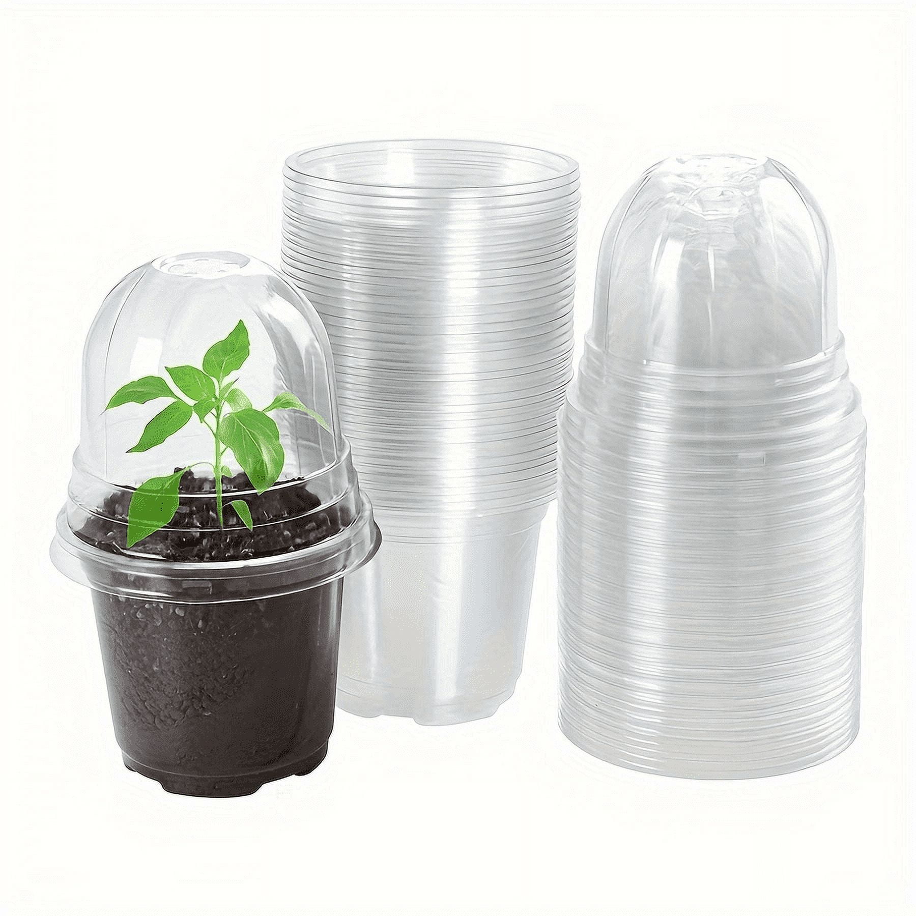 30 Sets Plant Nursery Pots with Humidity Domes, 4 Inch Clear Nursery ...