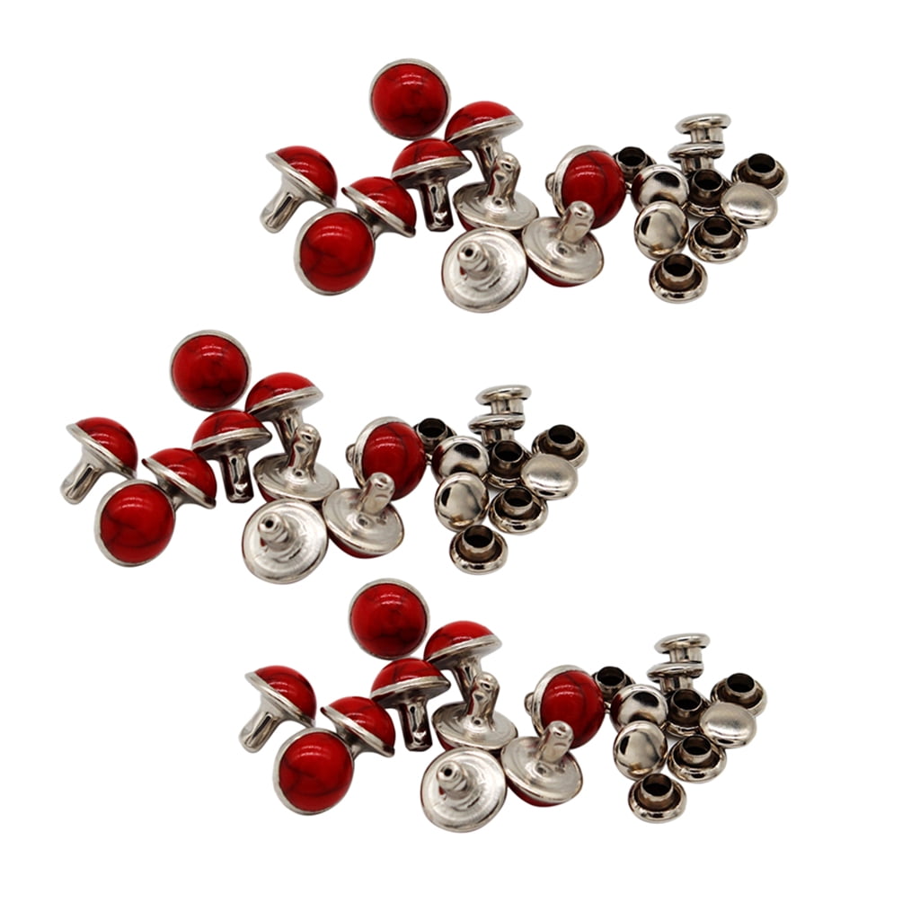 30 Sets Red Turquoise Rivets Stud for Leather Clothes Bag Decor ...