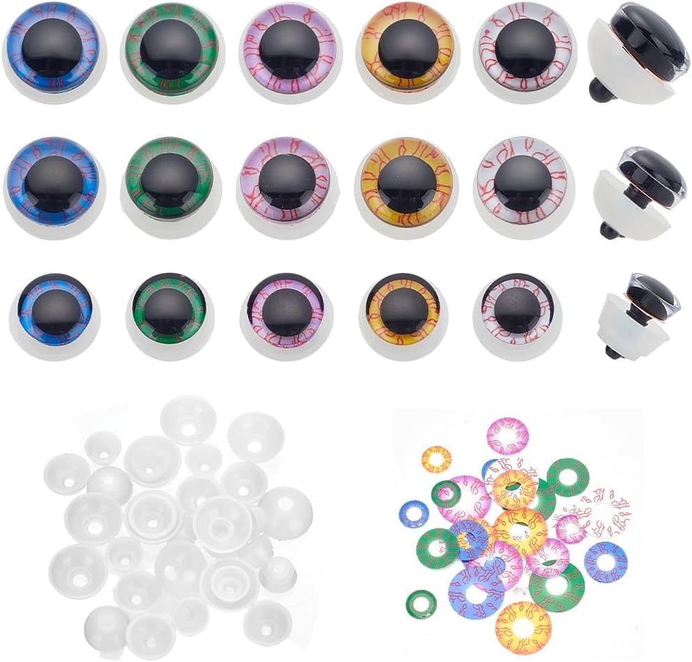 30 Sets Safety Eyes 15 Styles Plastic Craft Crochet Eyes Realistic ...