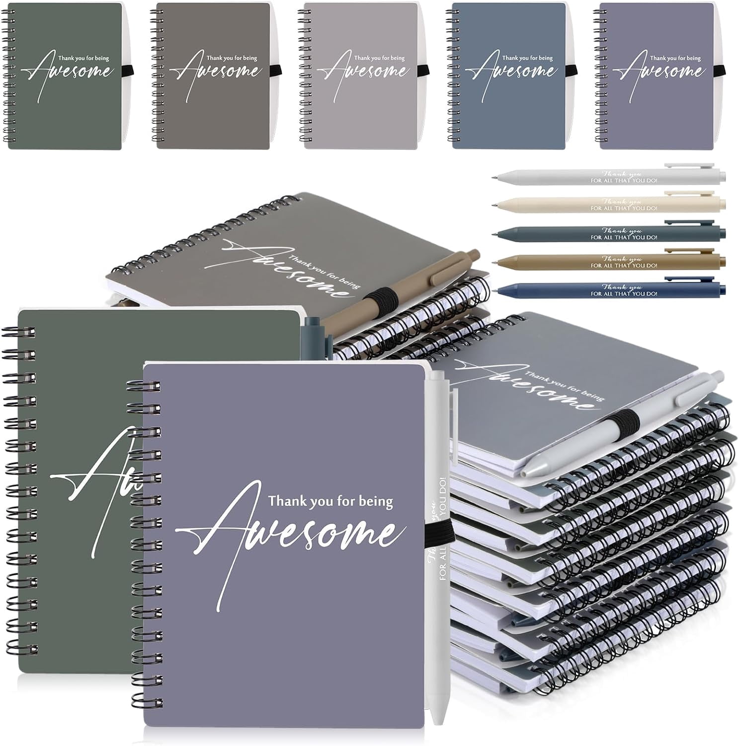 30 Sets Spiral Notebook Sets Bulk Thank You Gift for Staff Appreciation ...