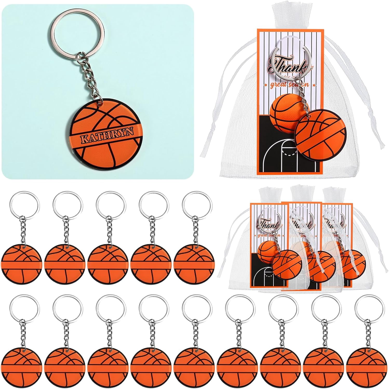 30 Sets Sport Team Party Favors Acrylic DIY Name Keychains Basketball ...