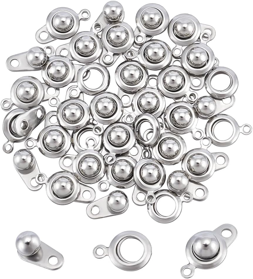 30 Sets Stainless Steel Snap Clasps Snap Button Clasps Bracelet Clasps ...