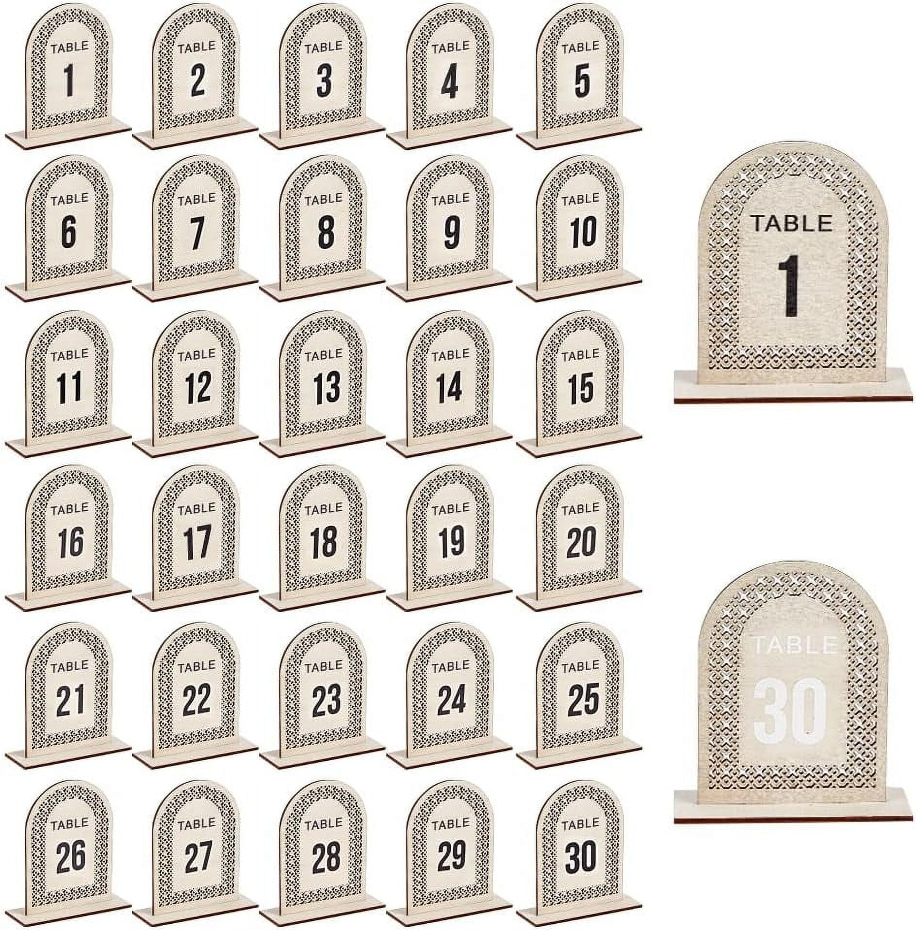 30 Sets Wooden Table Number Signs 3.1x4.3 Inch Numbers 1~30 Rattan ...