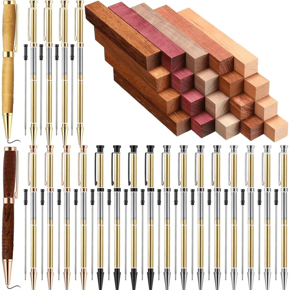30 Sets Woodturning Pen Kits Project Supplies Including 7mm Slimline ...