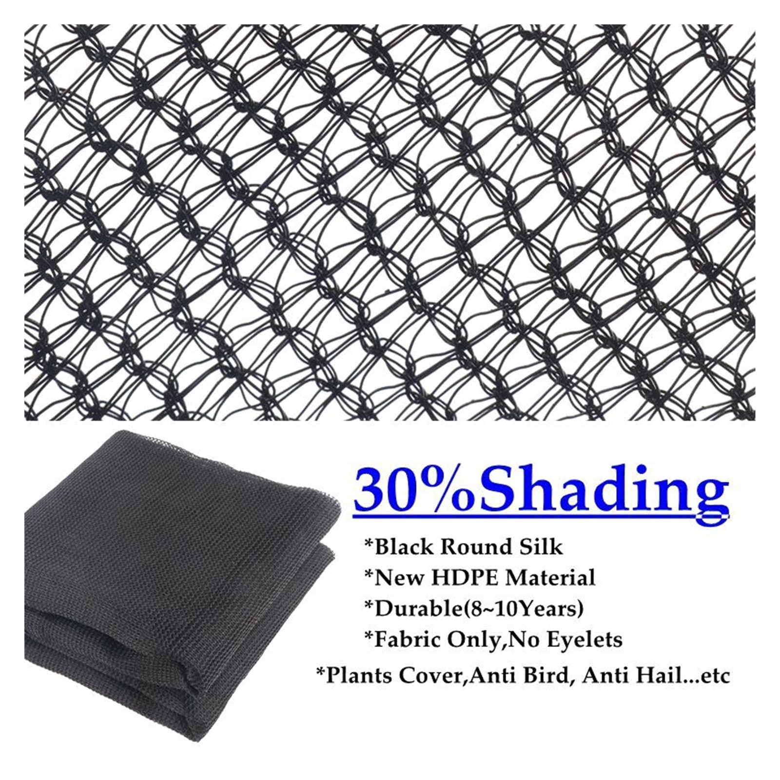 30% Shading Black Round Silk HDPE Mesh Fabric Agriculture Mono Sun ...