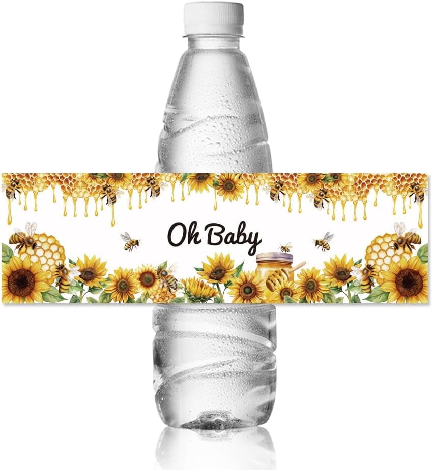 30 Sheet Bottle Label Adhesive Stickers Rectangle Bees 216x64mm ...