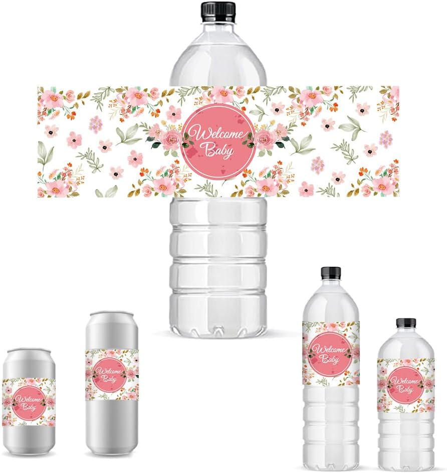 30 Sheet Bottle Label Adhesive Stickers Rectangle Flower 216x64mm ...