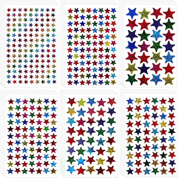 30 Sheets (2180 Pieces) Colorful Sparkle Star Stickers Self Adhesive ...