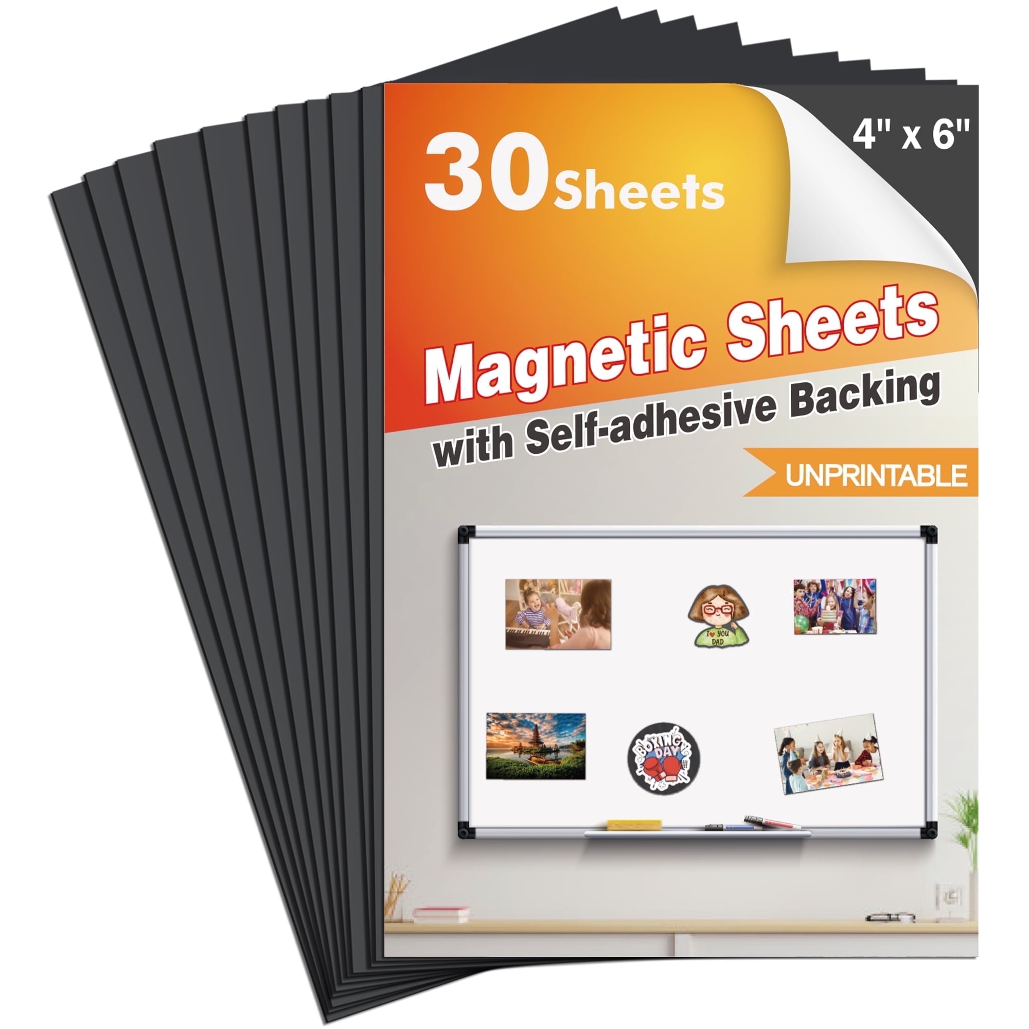 30PK Adhesive Magnetic Sheets 4x6 Sheets, 20mil Magnetic Paper with ...