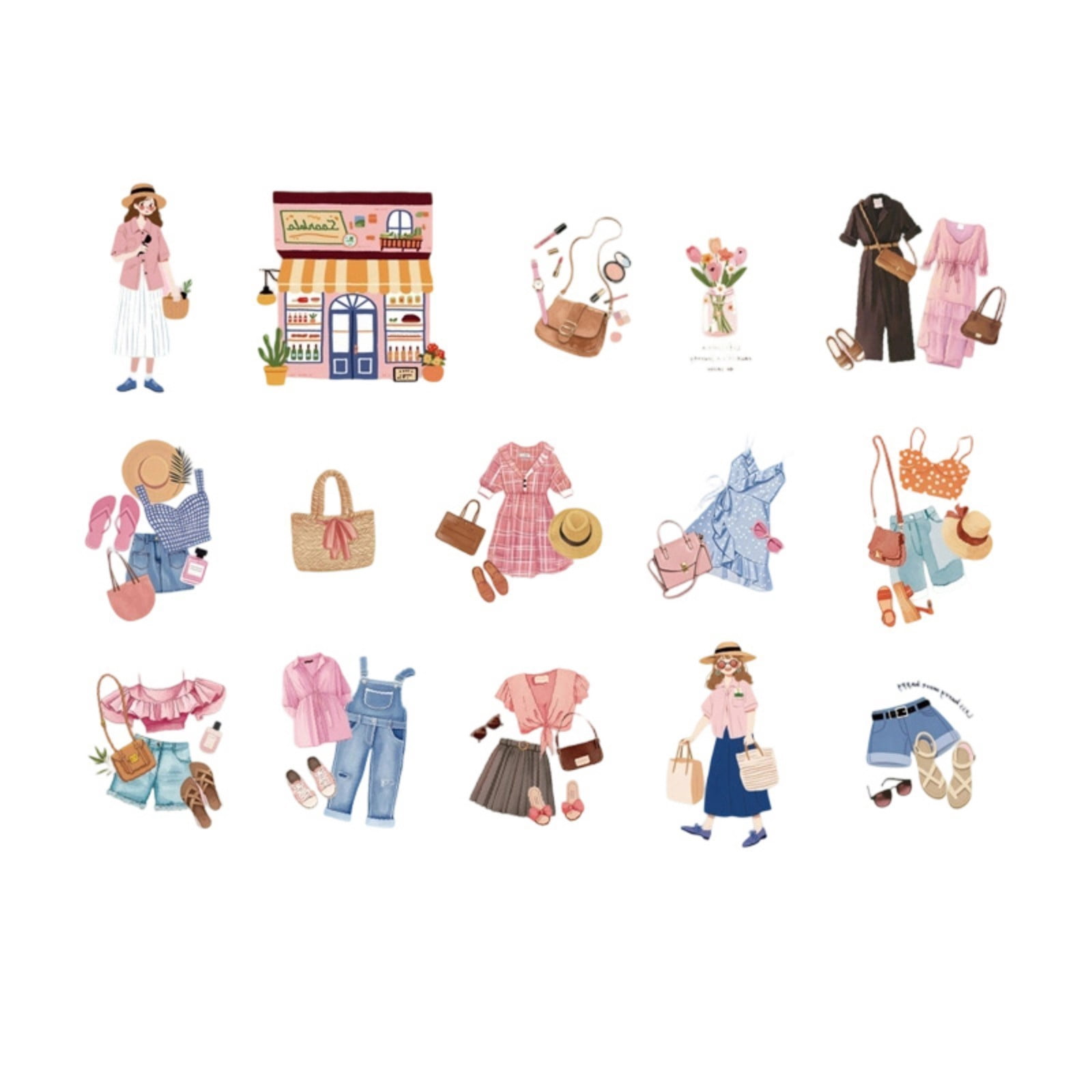 30 Sheets Adorable Cartoon Sticker Waterproof Adhesive PET Sticker For ...