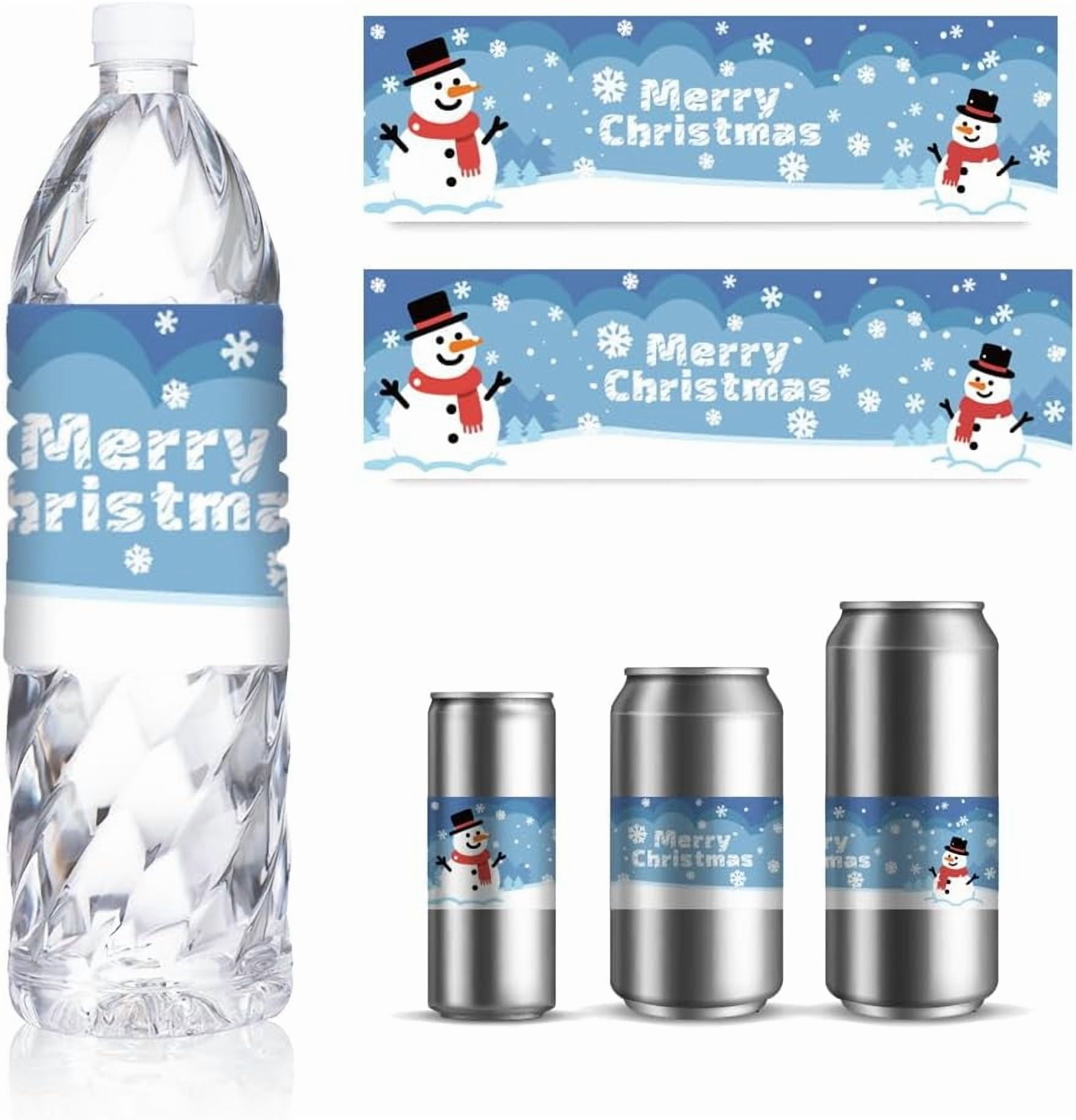 30 Sheets Christmas Water Bottle Labels Snowman Snowflake Drinking ...