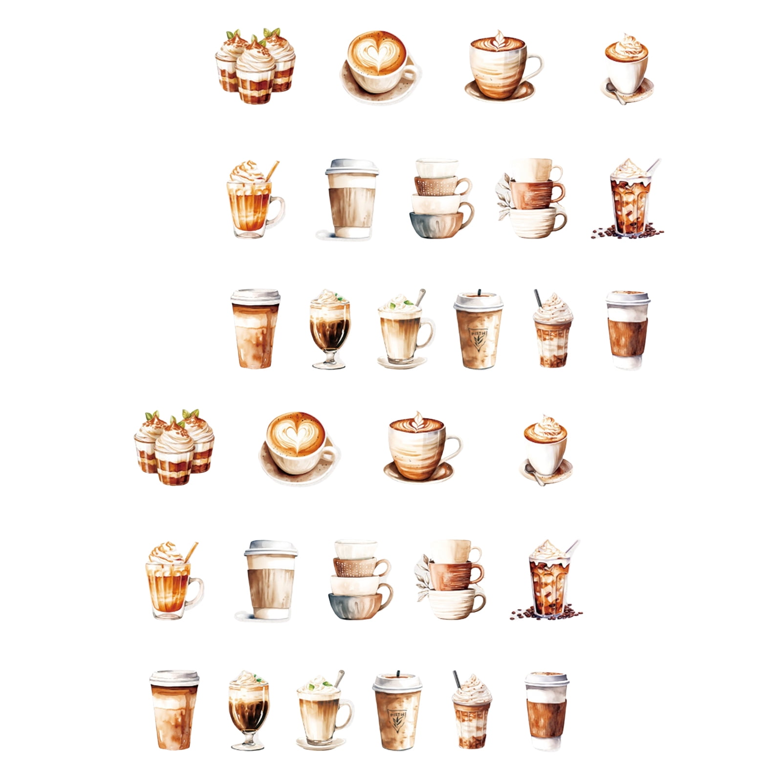 30 Sheets Coffee House Series Decorative Sticker Laptop Sticker Coffee ...