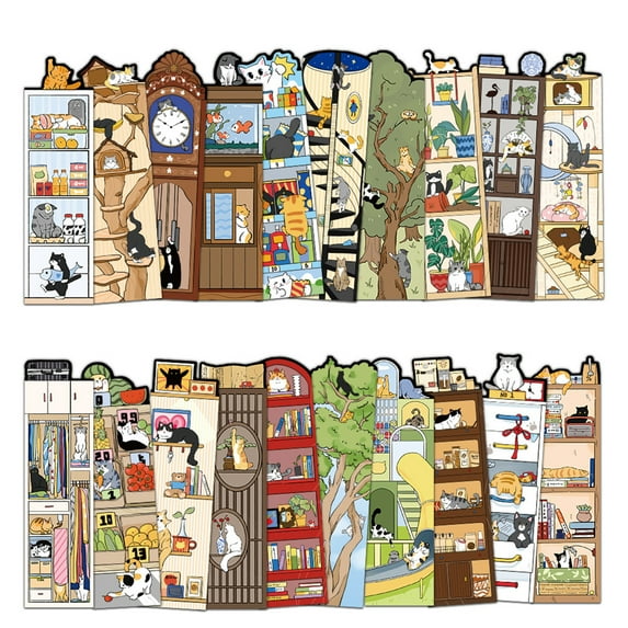 30 Sheets Creative Bookmarks Cartoon Cats Reading Book Marker Animal ...