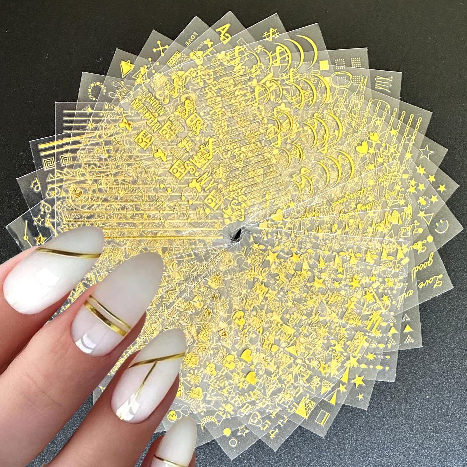 30 Sheets Gold Nail Stickers Decals Gold Star Line Nail Decals 3d Self Adhesive Nail Art