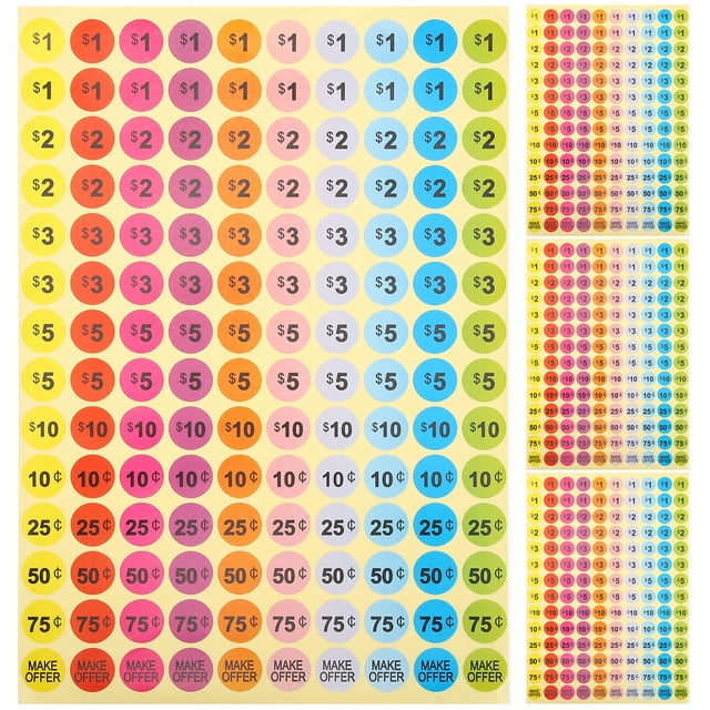 30 Sheets Pricing Label Stickers Small Business Price Labels Round Yard ...