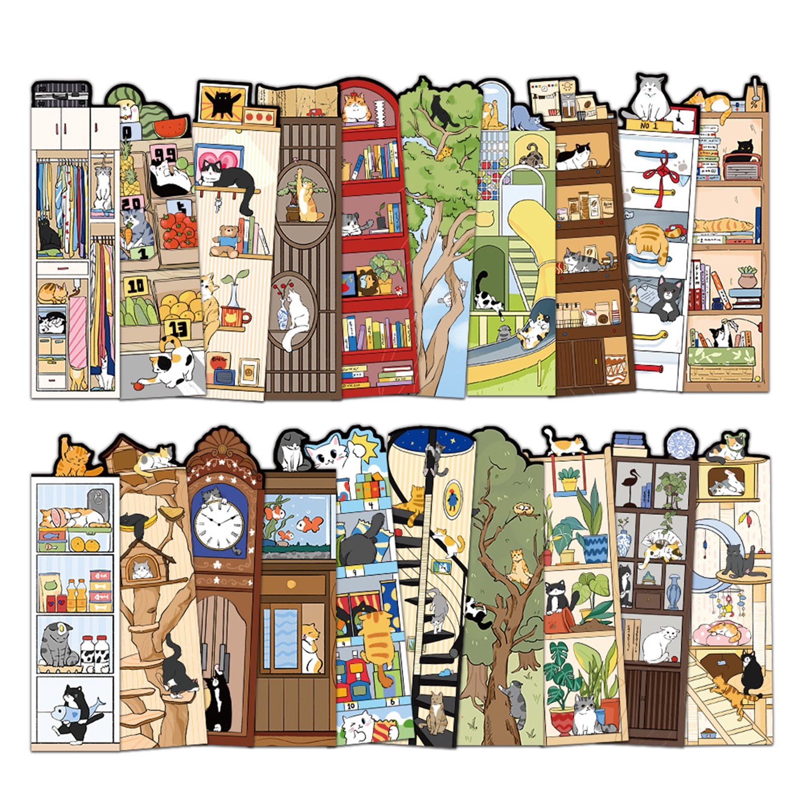 30 Sheets/Set Cartoon Cats Reading Bookmarks Creative Paper Bookmarks ...