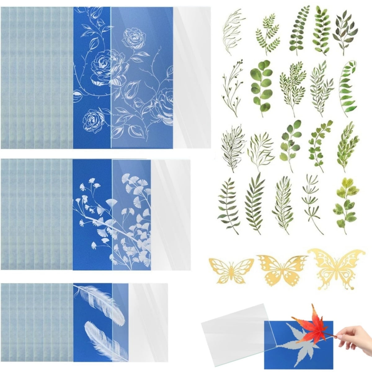 30 Sheets Sun Printing Papers, Boriyuan A4 A5 A6 Cyanotype Paper with 3 ...