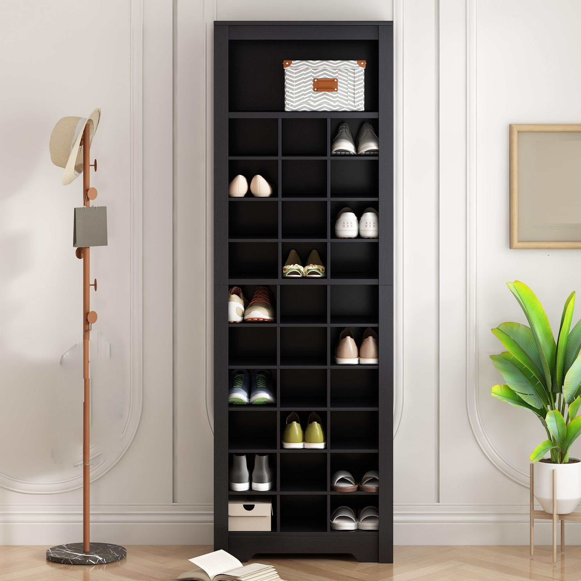 30 Shoe Cubby Console, 10-Tier Shoe Storage Cabinet Free Standing Shoe ...