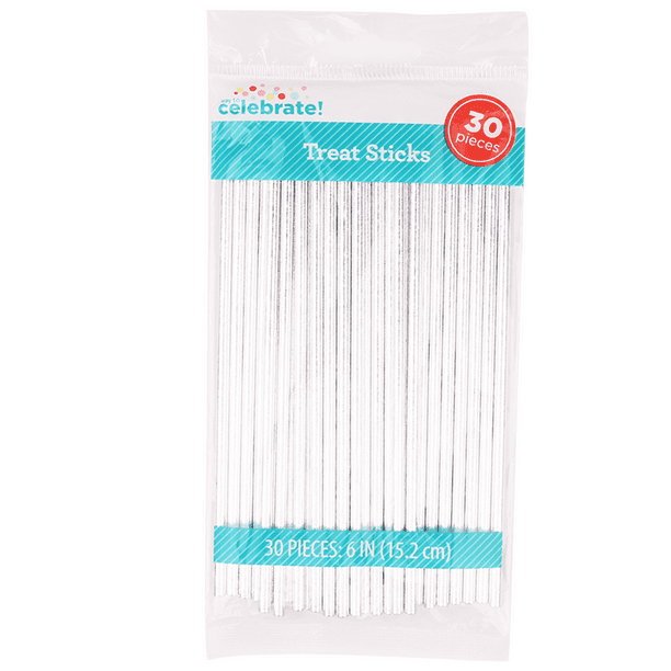 30 Silver Treat Sticks, 6 inch, Paper, Way to Celebrate ! 30 ct ...