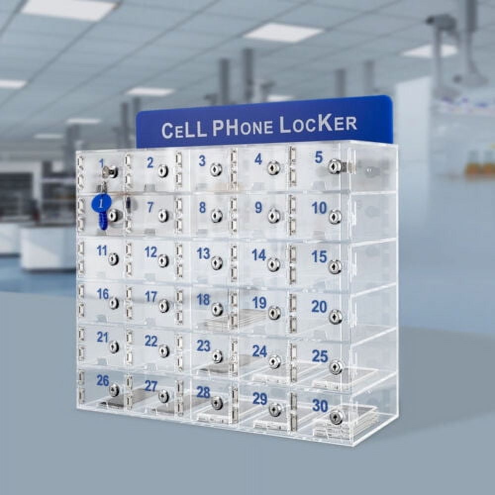 30 Slots Acrylic Cell Phone Locker Box Storage Cabinet Pocket W/ Locks ...