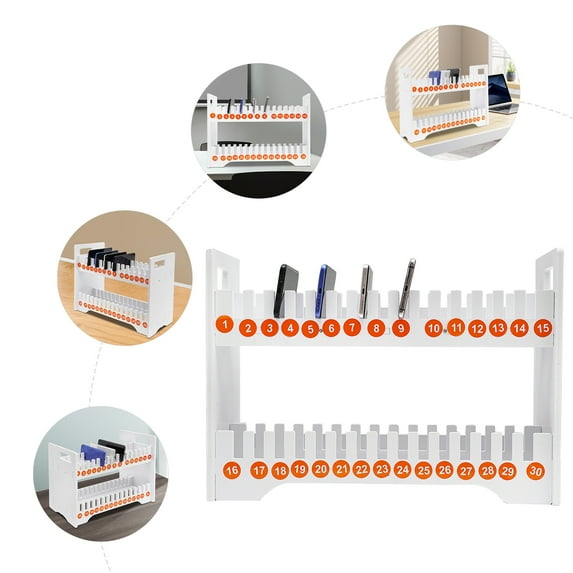 30 Slots PVC White Wooden Cell Phone Holder Desktop Organizer Storage ...
