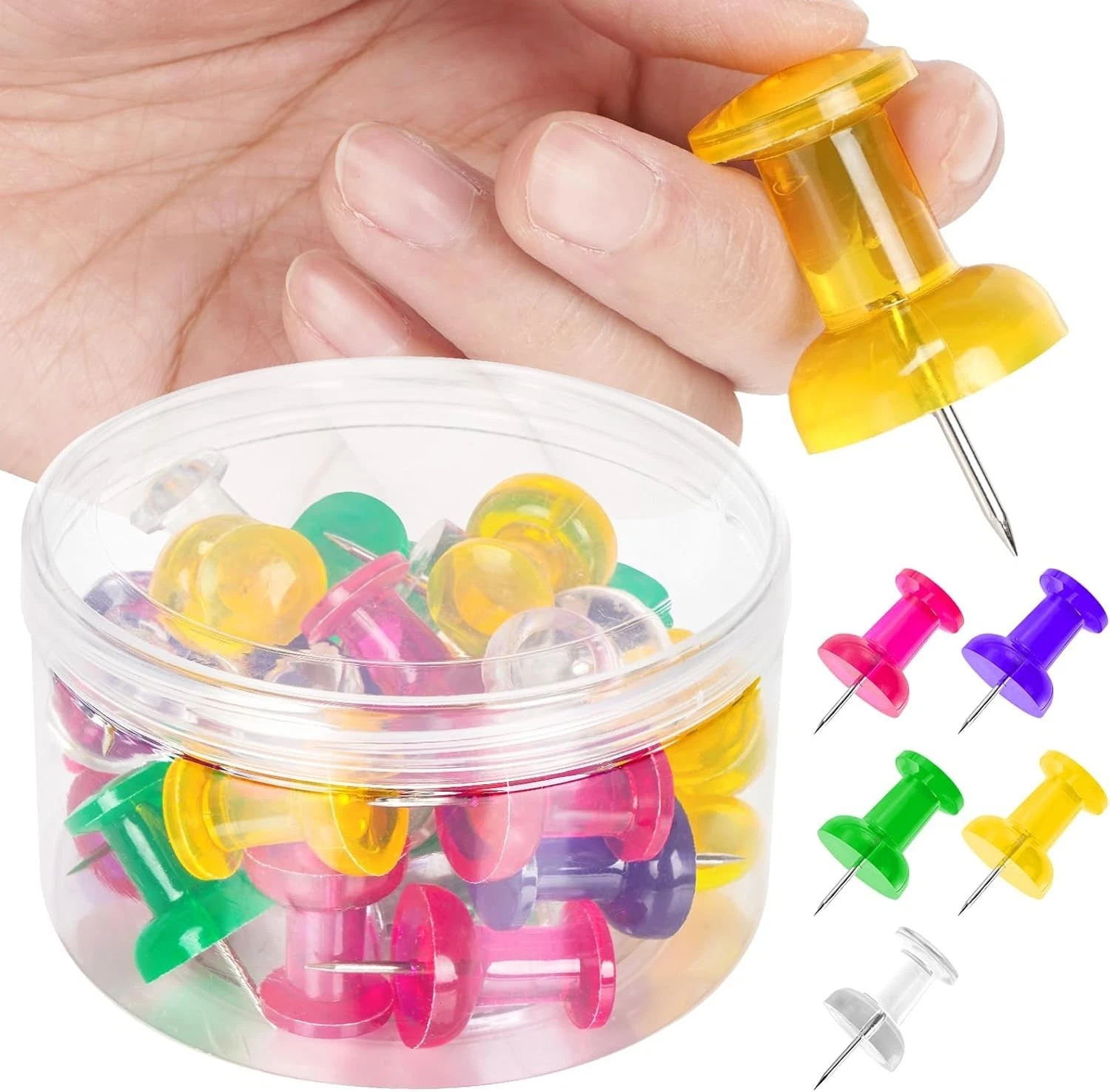 30 Small/Jumbo Push Pins for Bulletin Board, Large Thumb Tacks for Wall ...