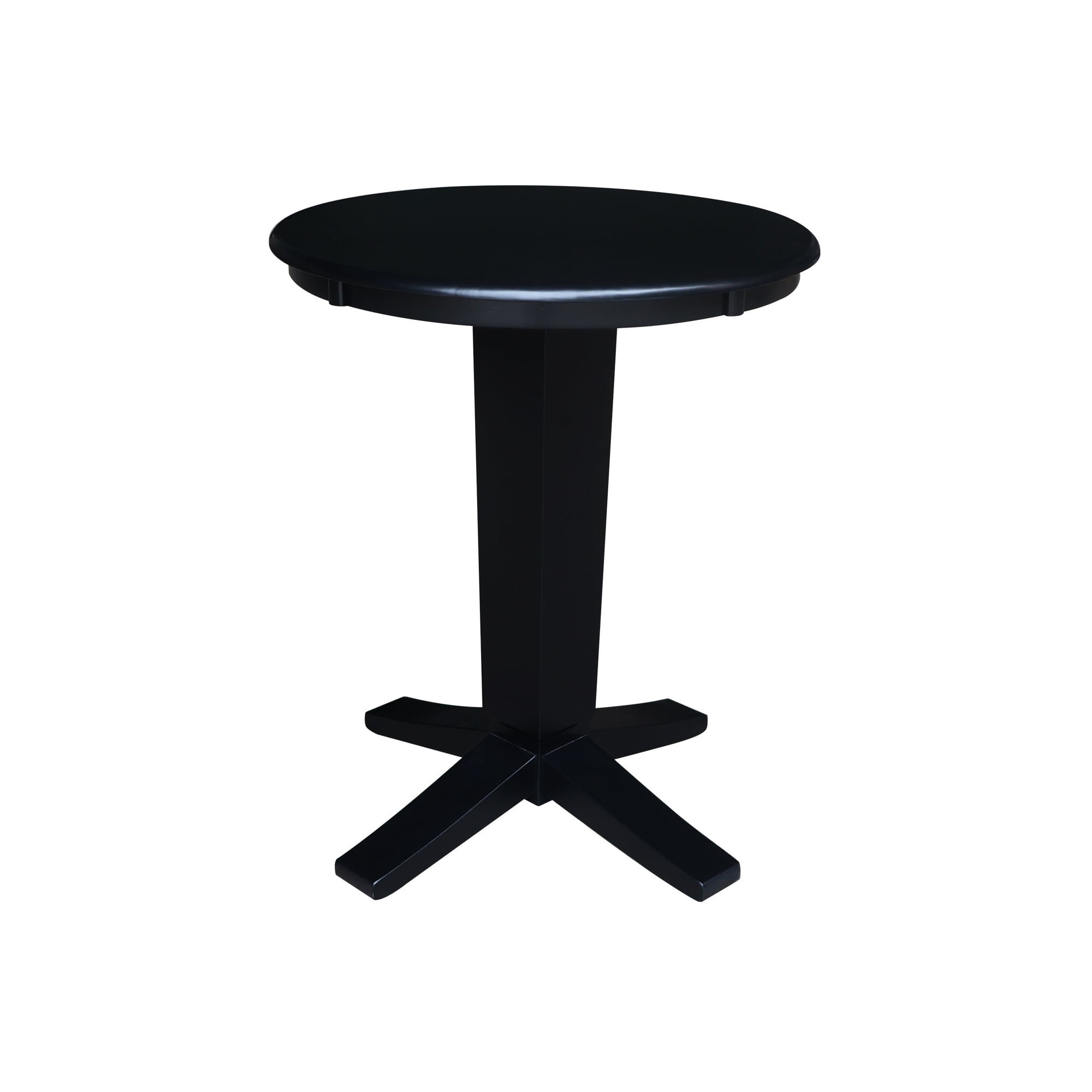30" Solid Wood Round Top Counter Height Pedestal Dining Table in Black ...