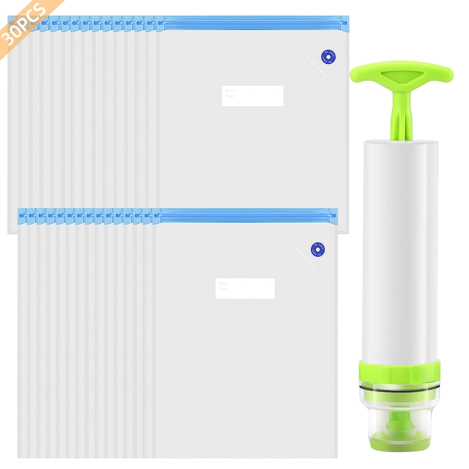 VEGCOO 30Pcs Sous Vide Bags Reusable Vacuum Food Storage Bags Kit with ...