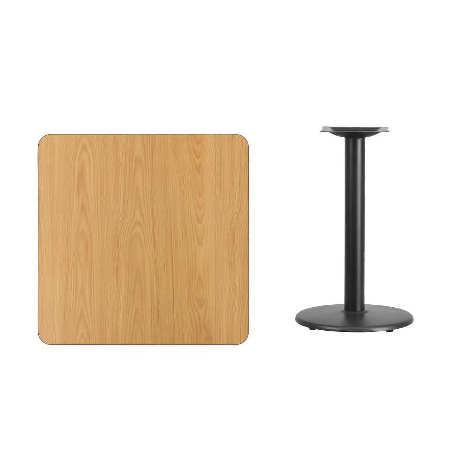 30" Square Natural Laminate Table Top With Table Height Round Base ...
