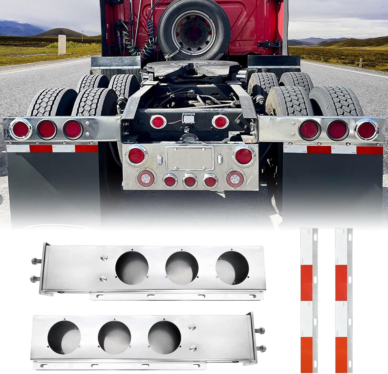 30" Stainless Steel Mud Flap Hanger Set for Semi Trucks, Spring Loaded ...