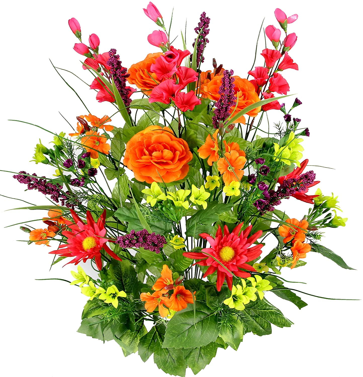 30 Stem Morning & Ranunculus Spring Faux Flower Arrangement Artificial ...