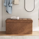 SONGMICS, Storage Ottoman, 30" Folding Leather Ottoman, Coffee Brown ...