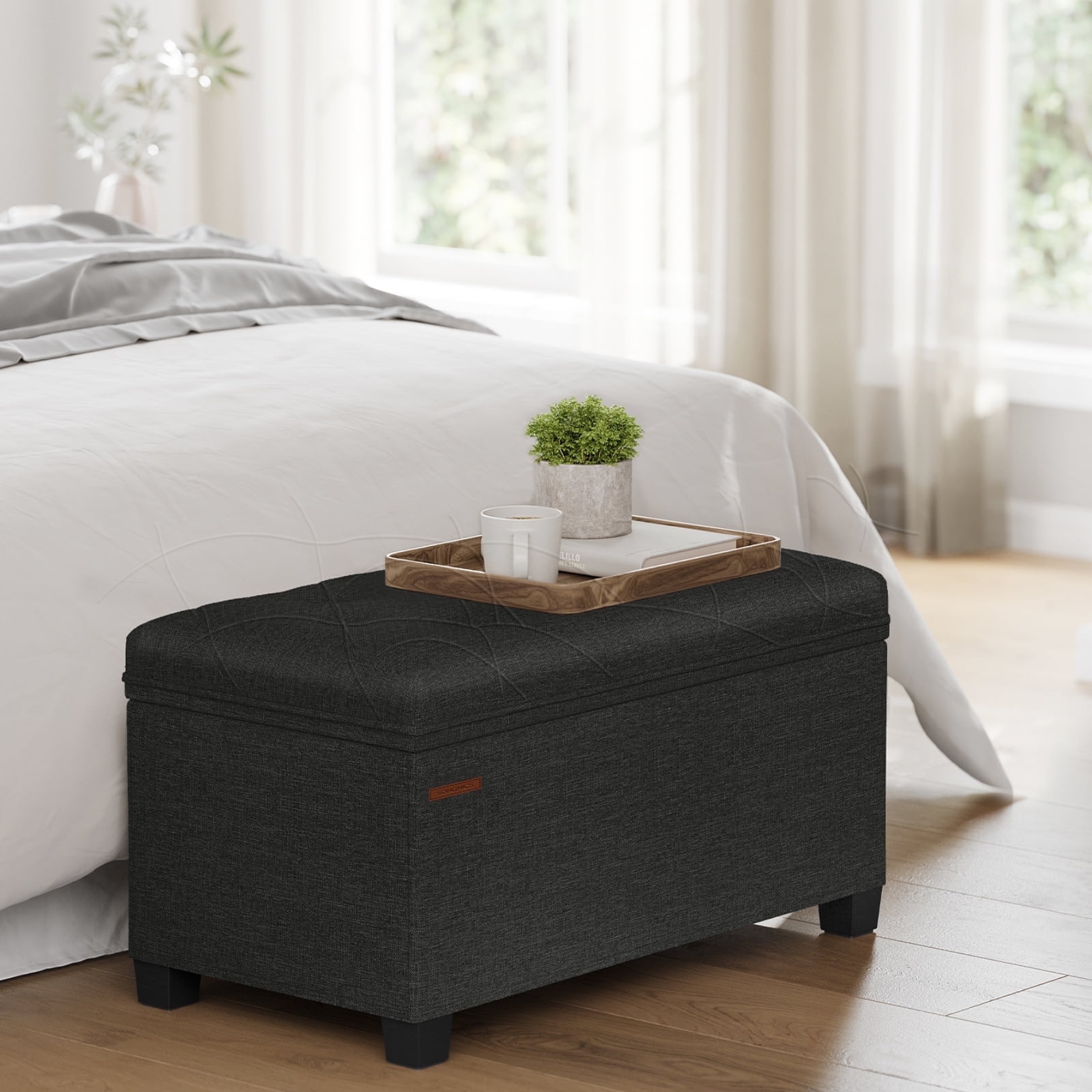 SONGMICS 30" Storage Ottoman Bench Hold up to 660lbs Bedroom Ottoman ...