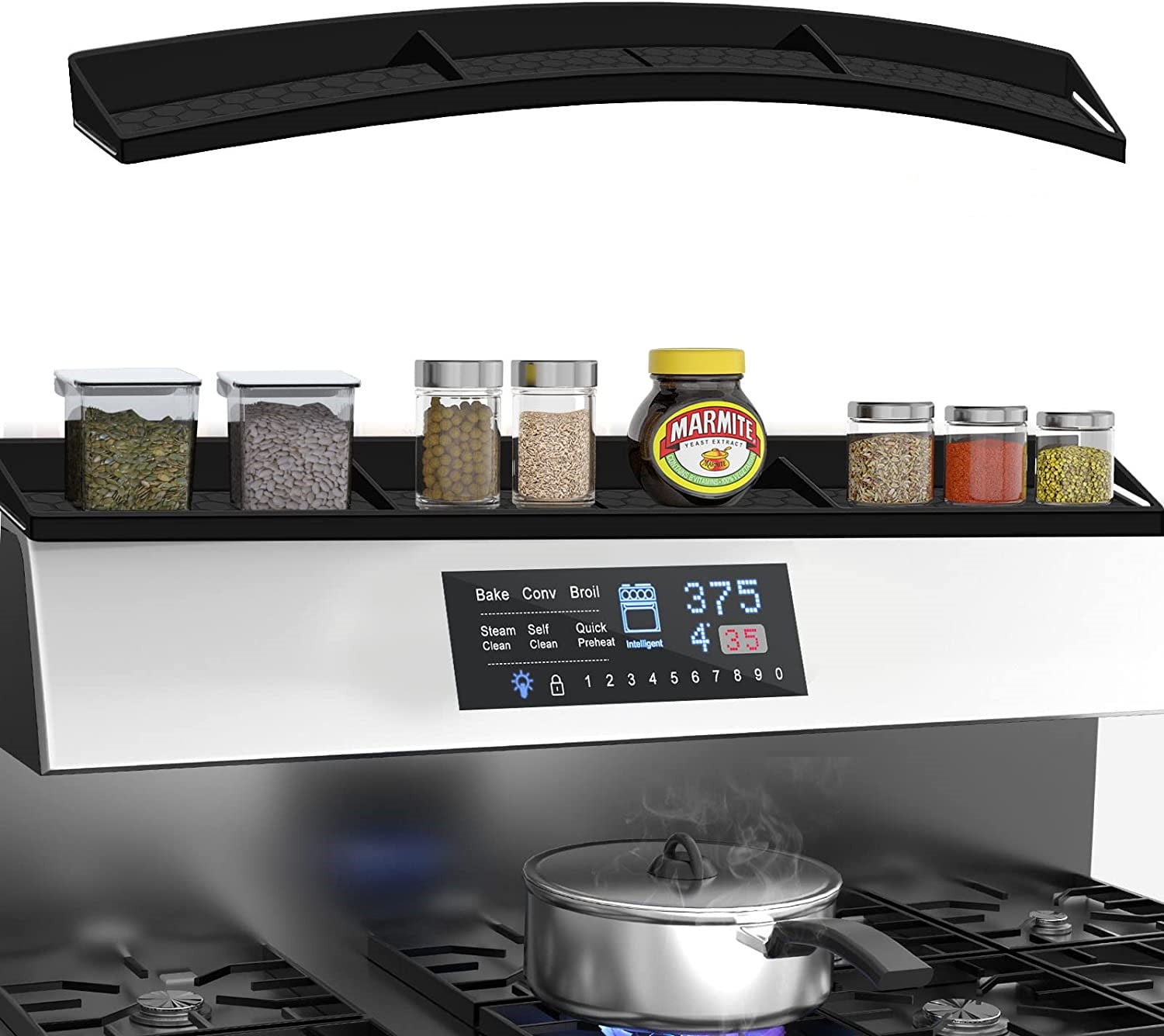 30" Stove Top Shelf, Silicone Material Magnetic Shelf for the Stove - 3 ...