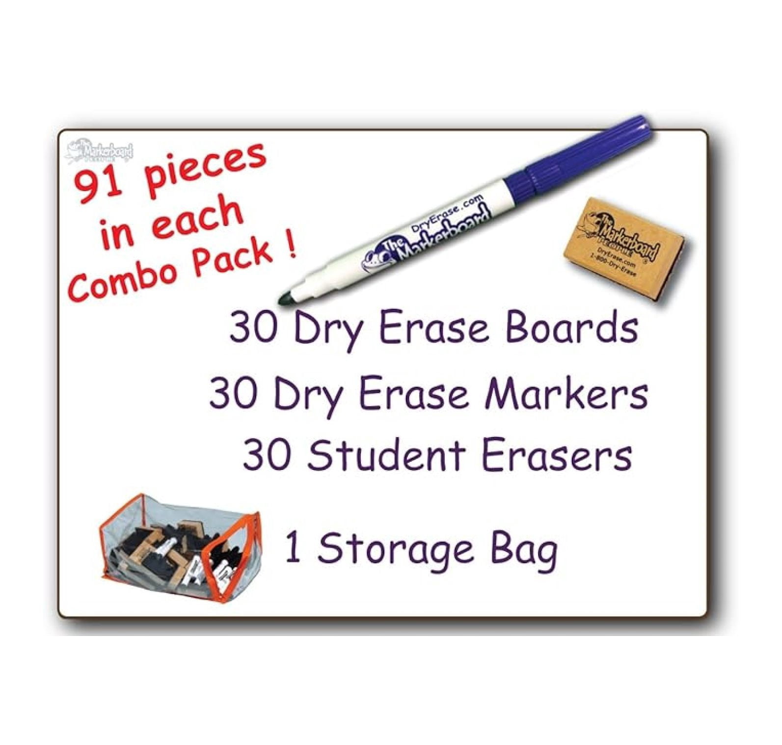 30 Student Dry Erase Boards Combo Pack - Double Sided Whiteboards ...