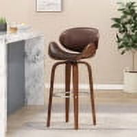 30" Swivel Bar Stool Mid-Century Modern - Walnut Frame, Cognac Fabric ...