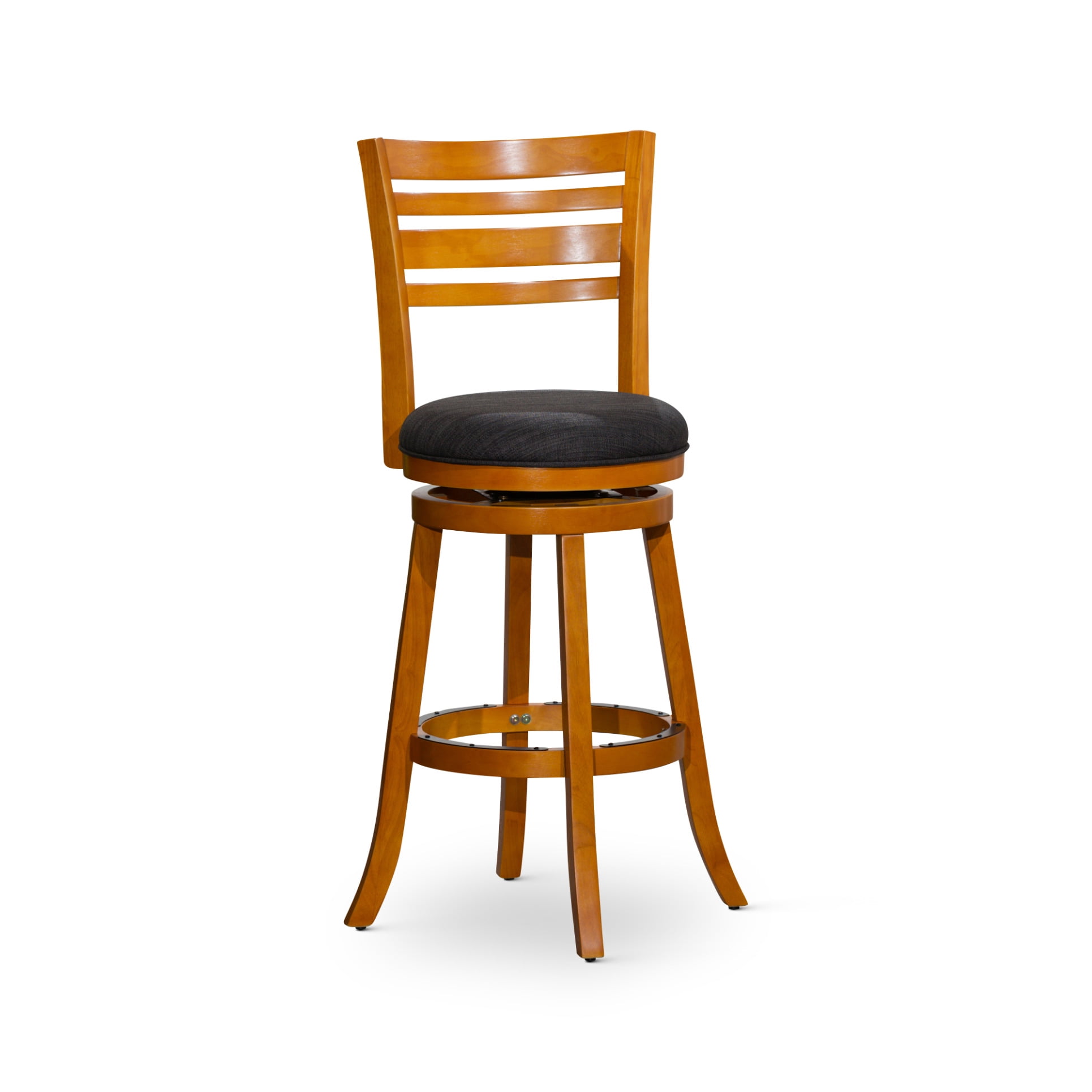 30" Swivel Bar Stool with Slat Back, Retro Barstool with Flared Legs ...