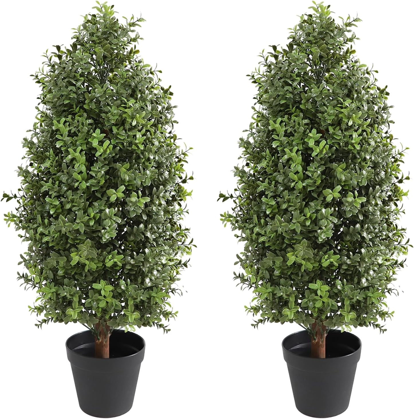 30" Tall Artificial Boxwood Topiary Pair, 2 Plants, Outdoor Ready ...
