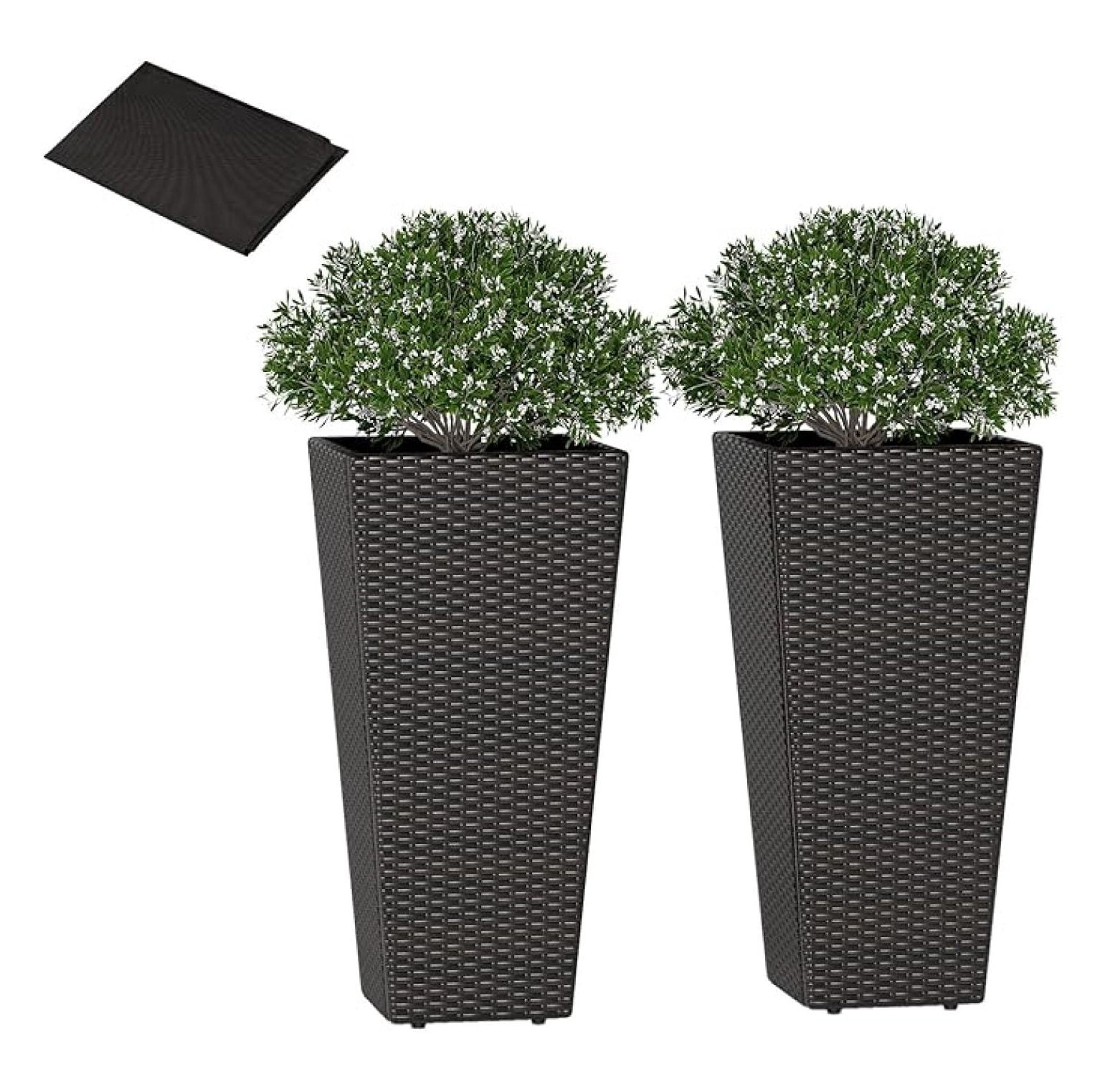 30" Tall Plant Pot Set of 2, Modern Decorative Flower Pots w/Open-Ended ...