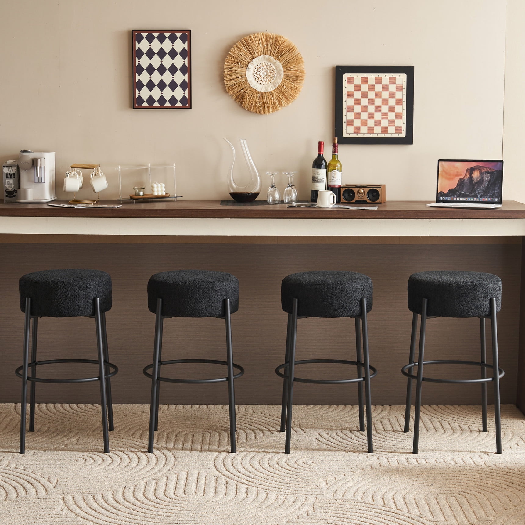 30" Tall Round Dining Stools, Set of Two | Great for Multiple Spaces ...