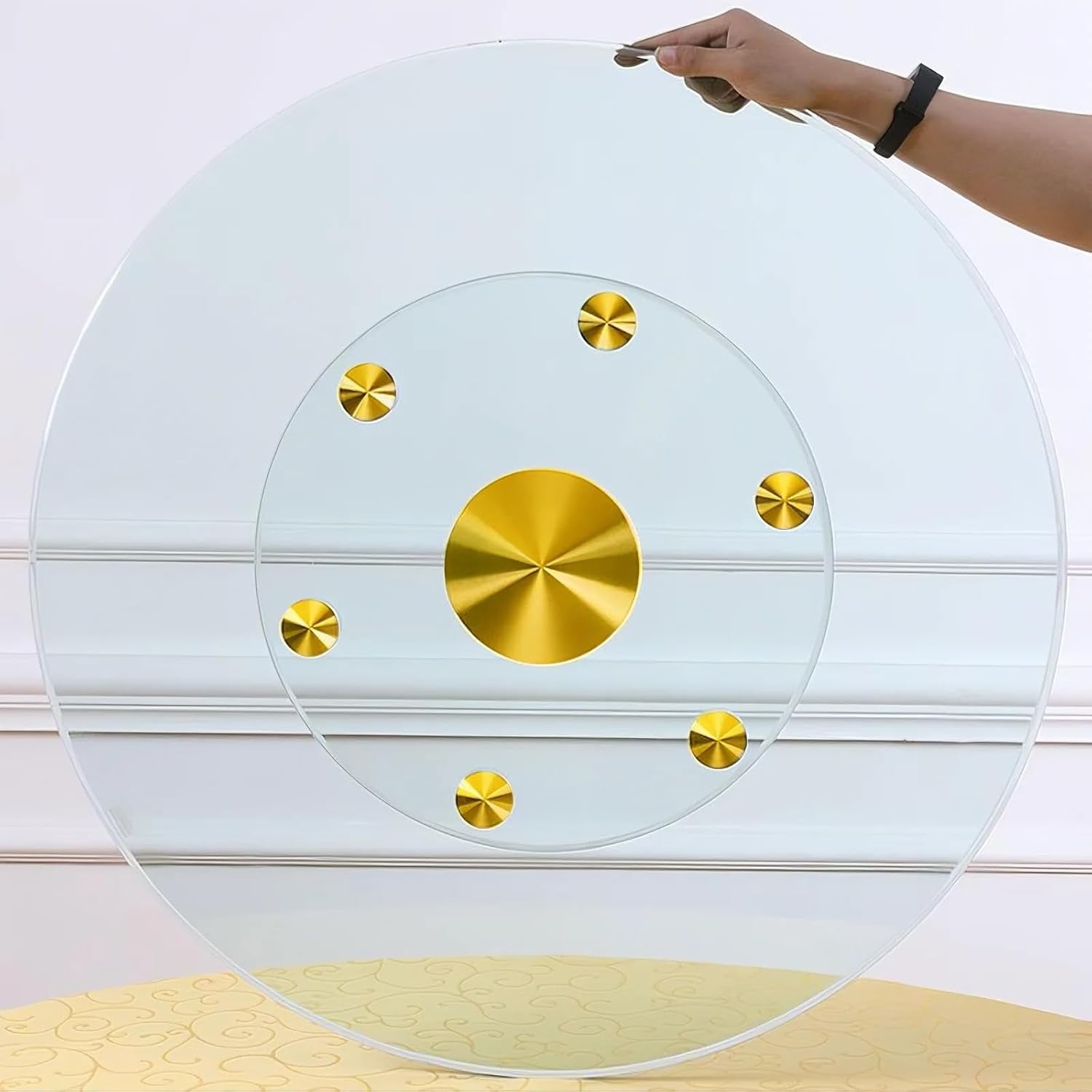 30" Tempered Glass Lazy Susan Turntable, 360° Silent-Spin Round Clear ...