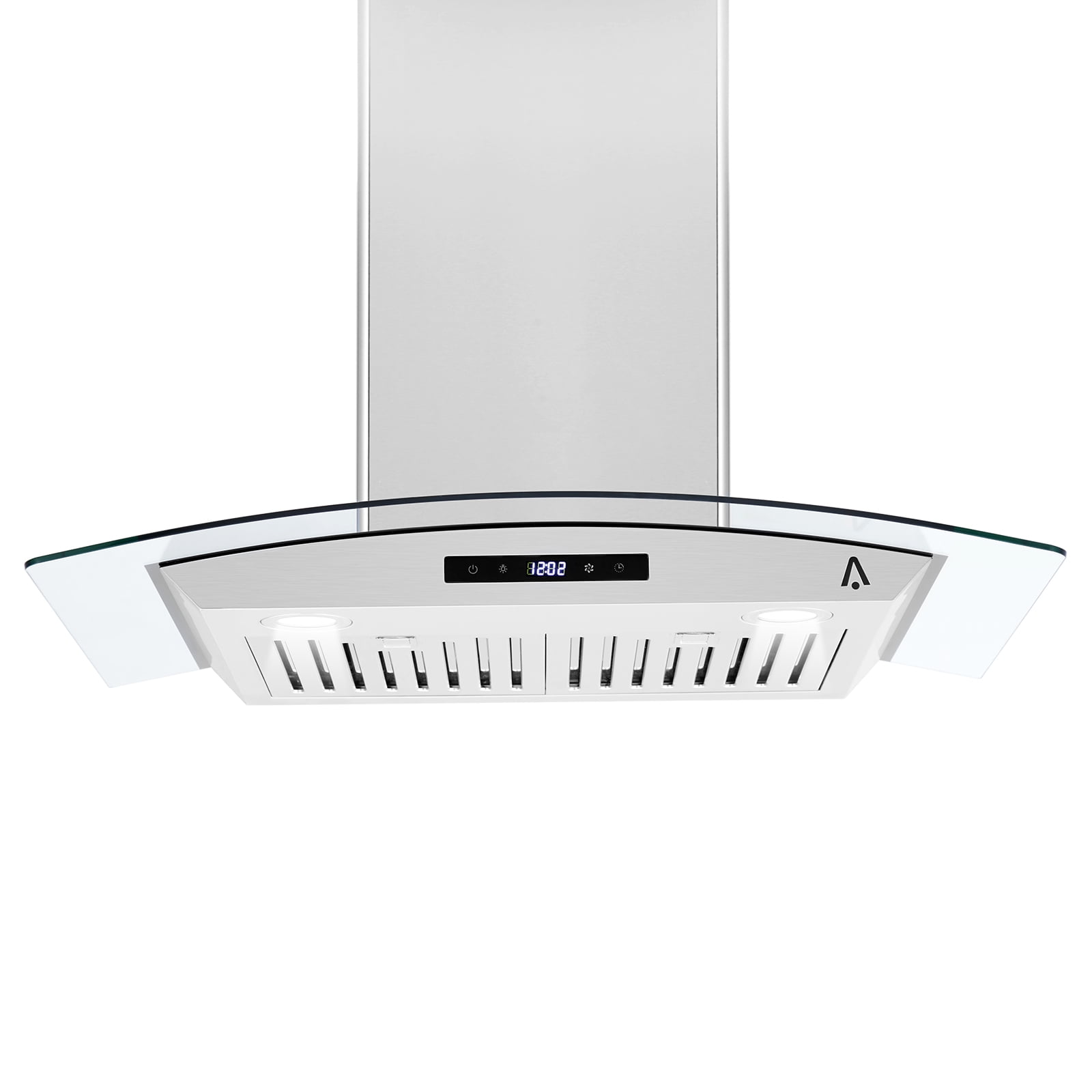 30" Tempered Glass Modern Touch Control Wall Mount Range Hood with 400 ...