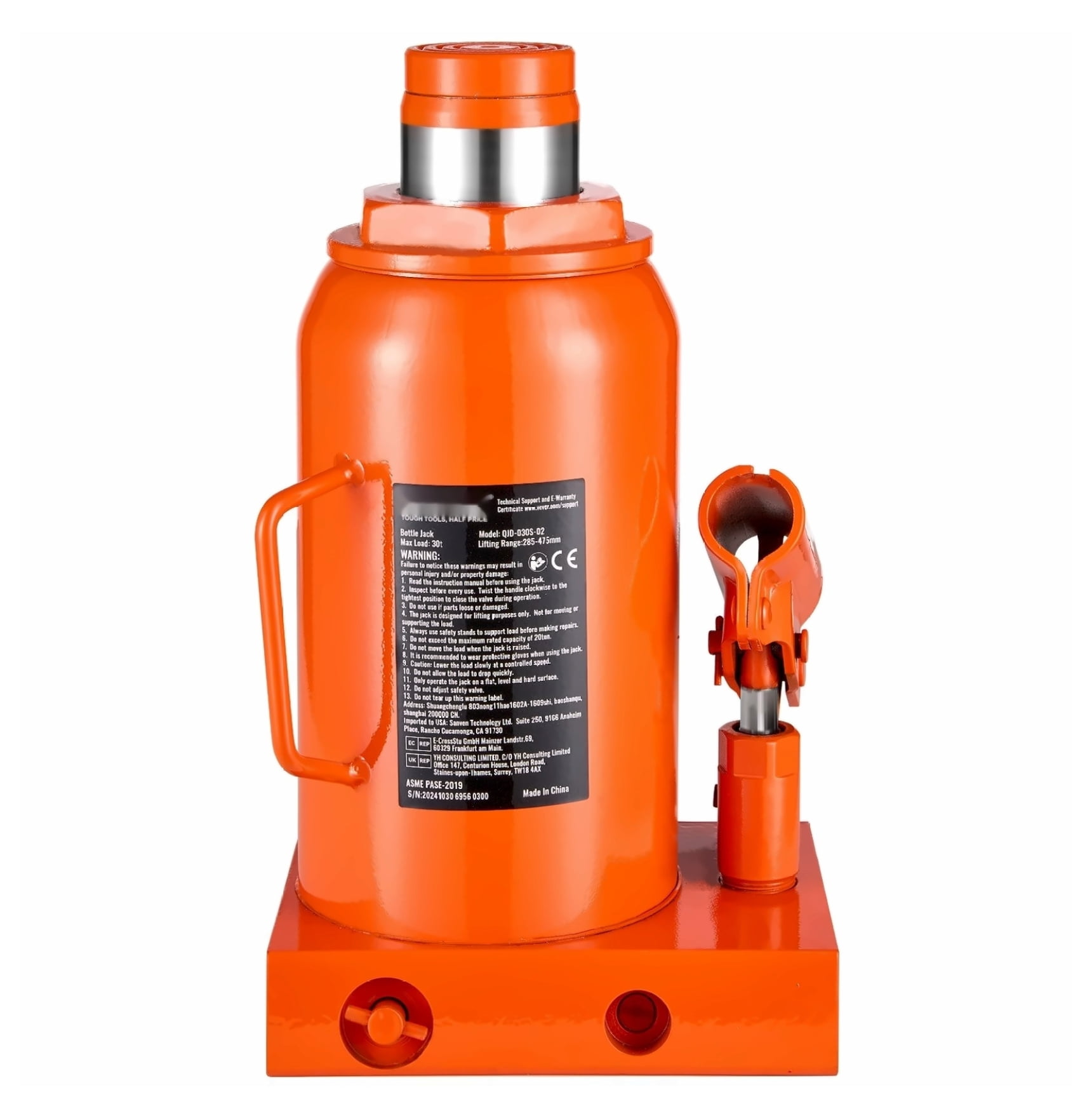 30 Ton Hydraulic Bottle Jack - Heavy Duty Car Jack for Trucks & SUVs ...